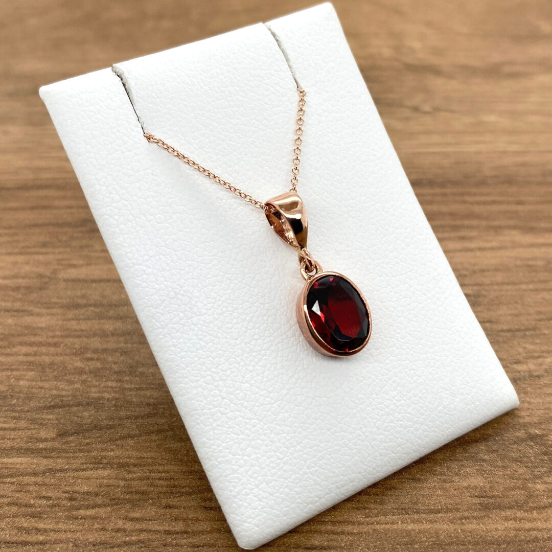 Garnet Oval Drop Pendant - Reginald Davis