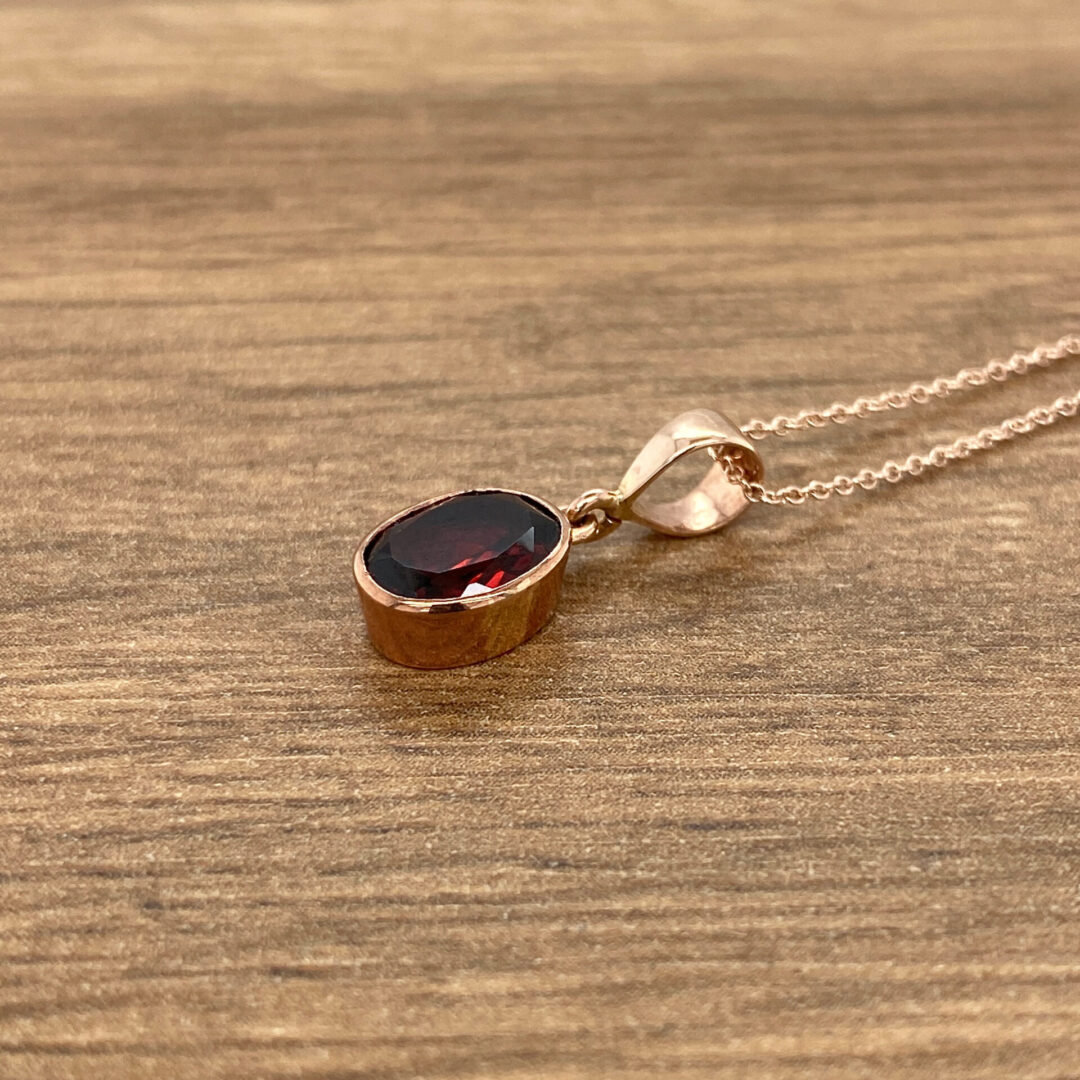 Garnet Oval Drop Pendant - Reginald Davis